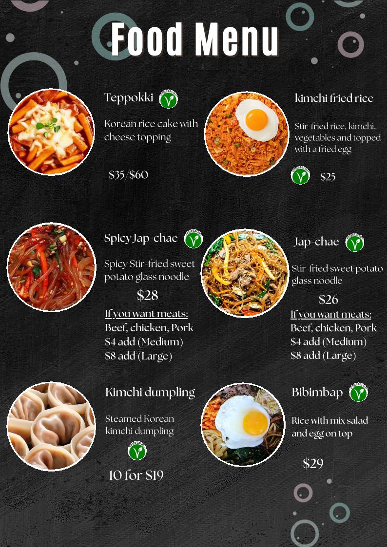 Menu at Teolbo Korean Restaurant, Auckland, 4/18 Beach Rd