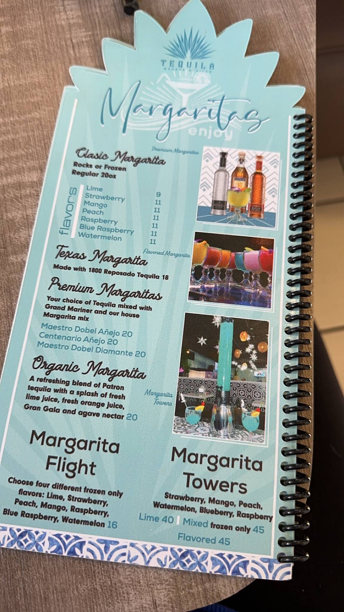 Menu at Tequila Modern Mexican restaurant, Harrisonburg