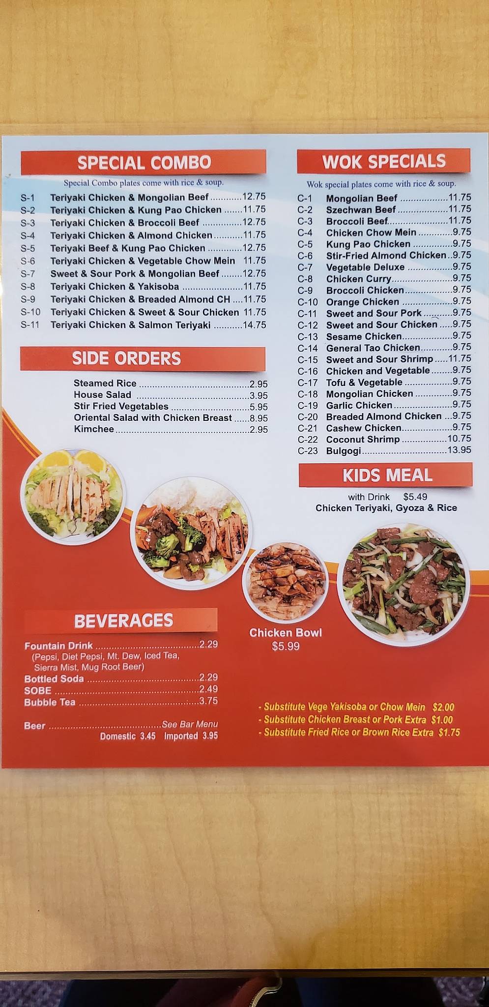 Menu at Teriyaki Wok & Sushi restaurant, Bonney Lake, 214th Ave E