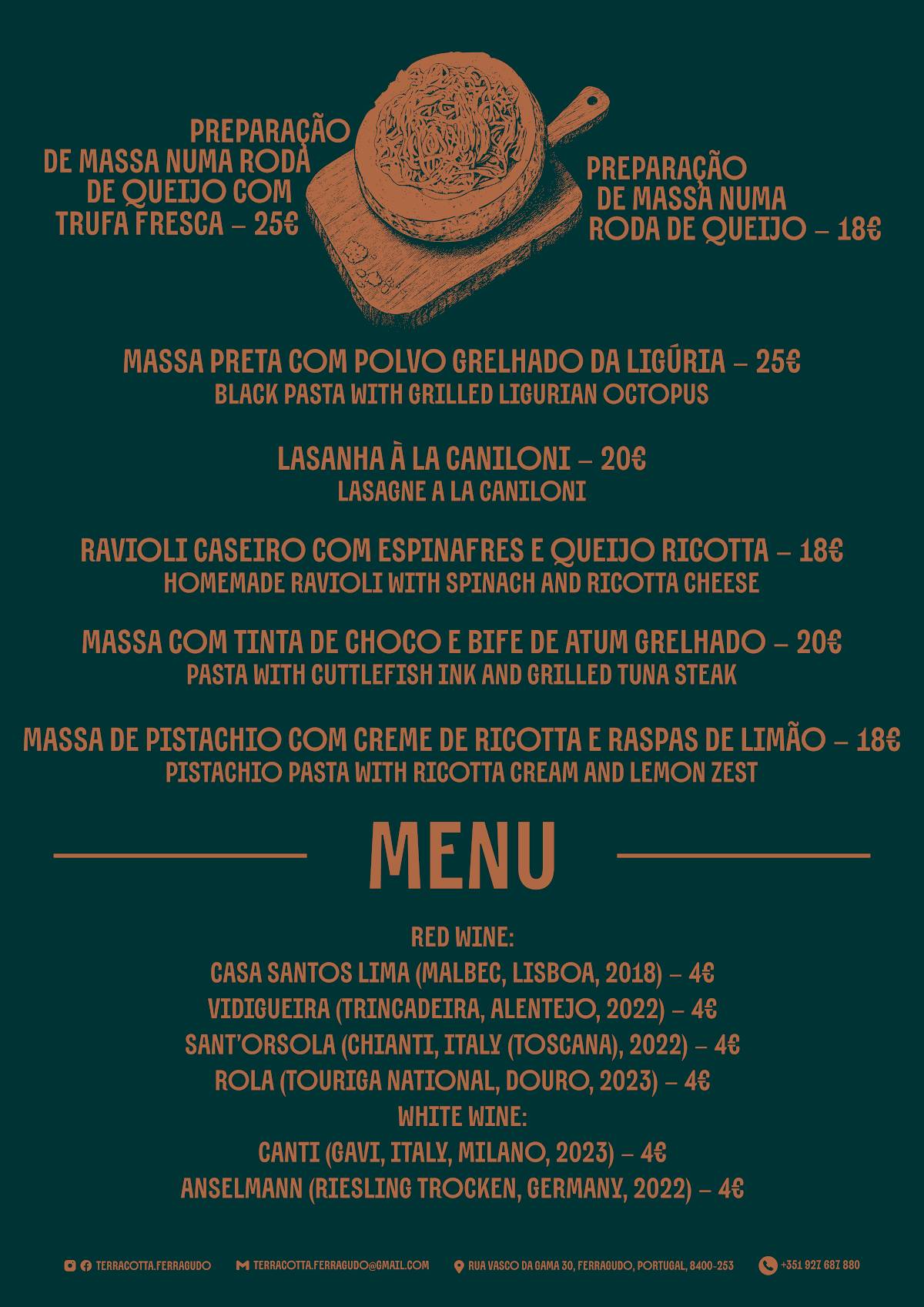 Menu em TerraCotta Ferragudo restaurante, Ferragudo