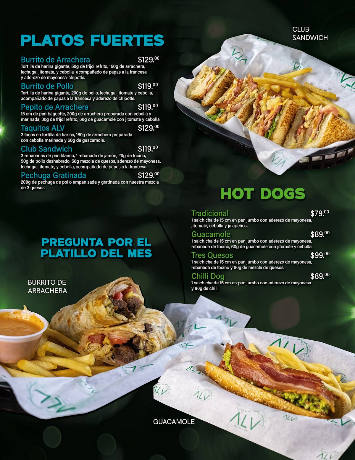 Carta del pub y bar Terraza ALV - Manacar, Naucalpan del Juárez