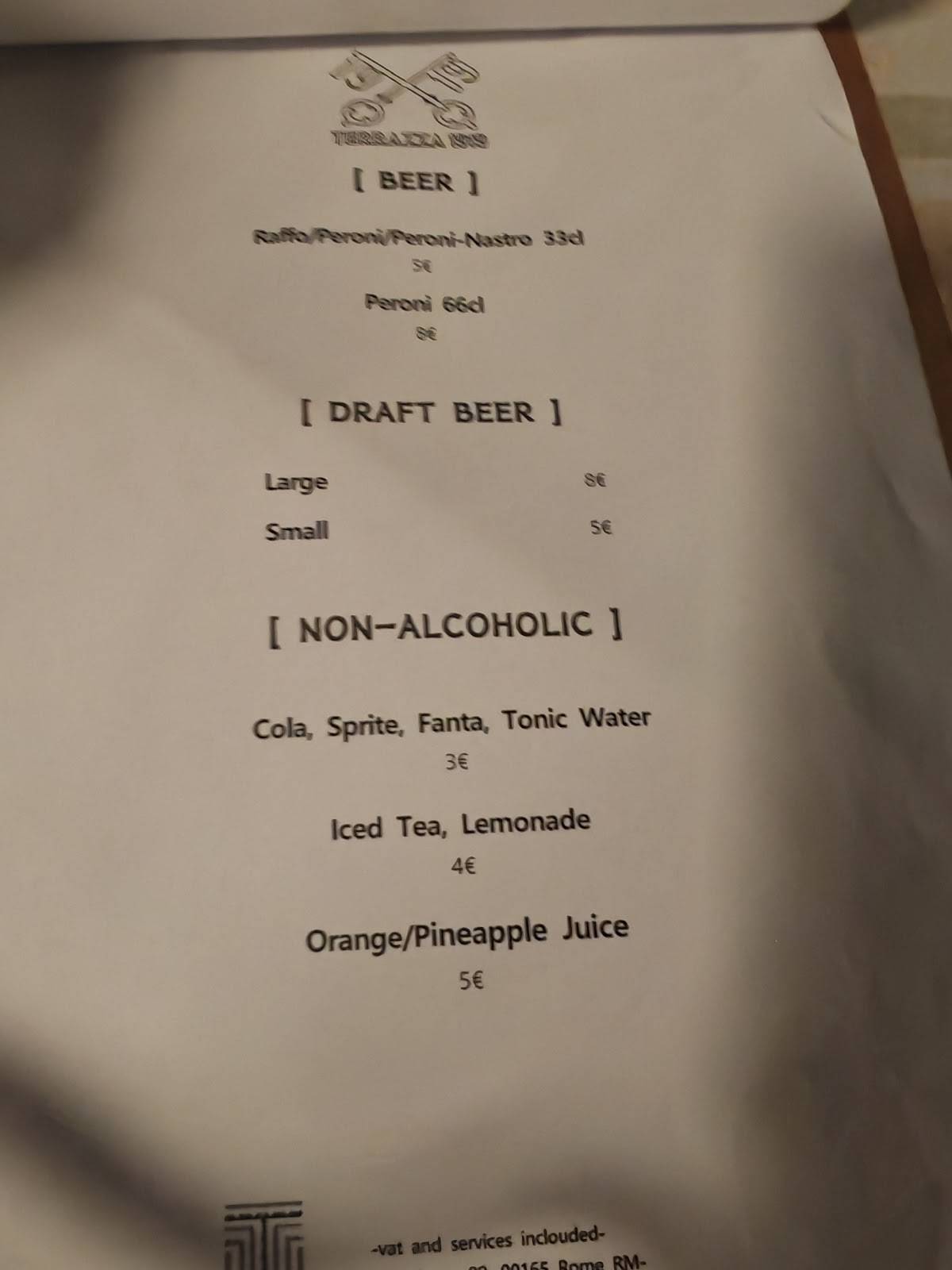 Speisekarte von Terrazza 1919 pub & Bar, ROM