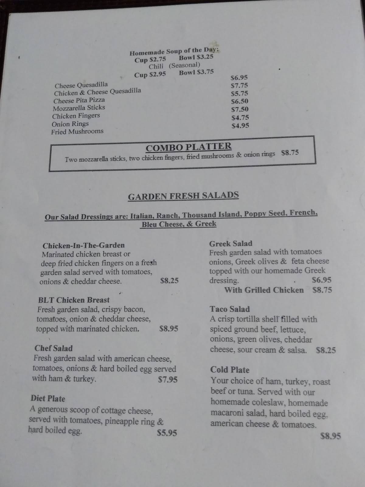 Menu at Texas Cafe, Hornell