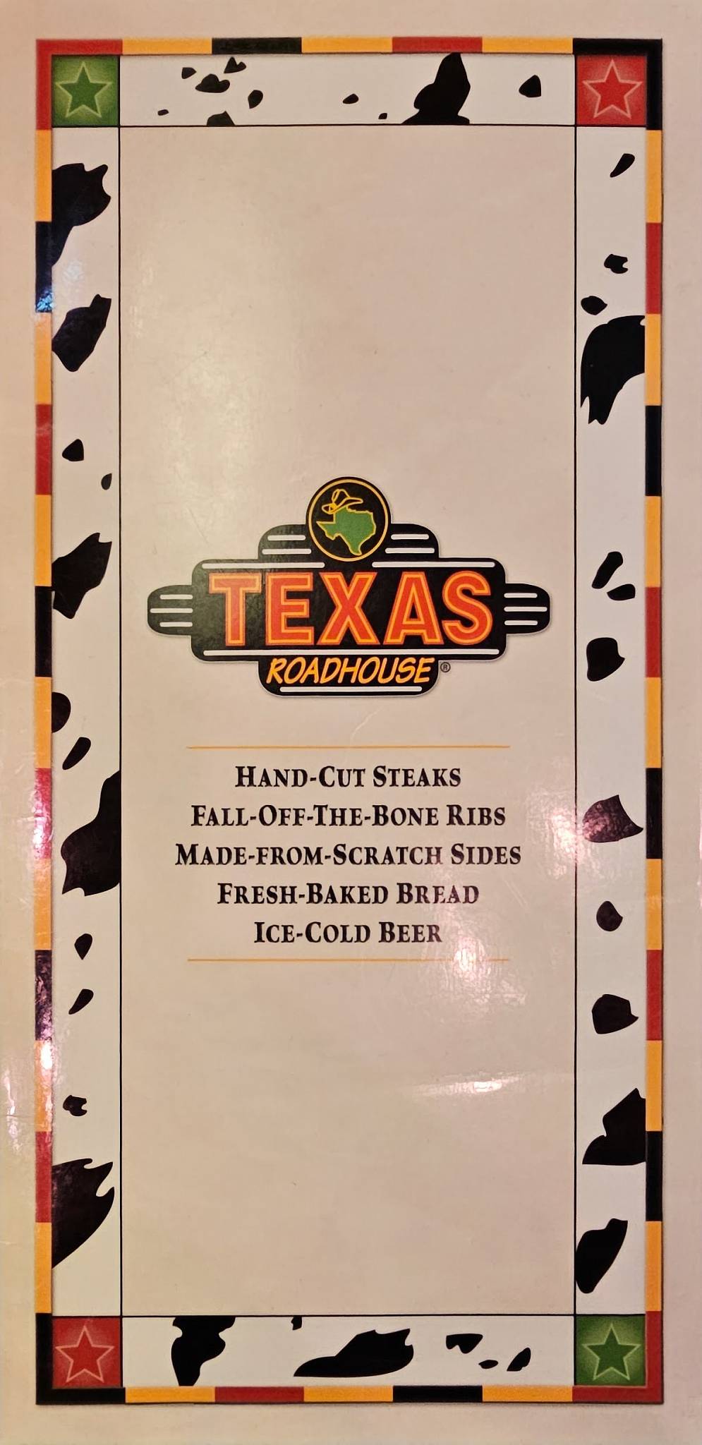 Menu at Texas Roadhouse steakhouse, National City