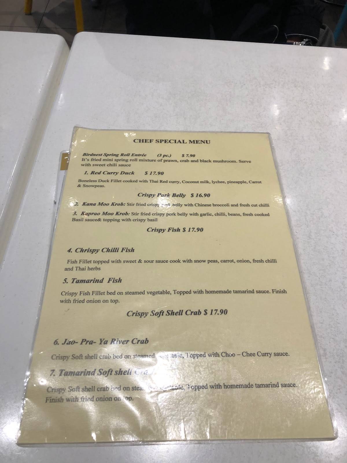 Menu at Thai Break restaurant, Macquarie Park