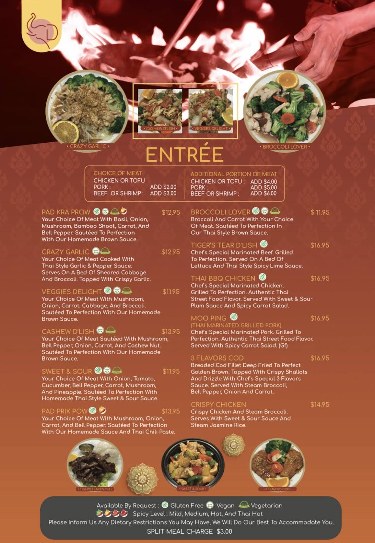Menu at Thai D'Lish restaurant, Quincy