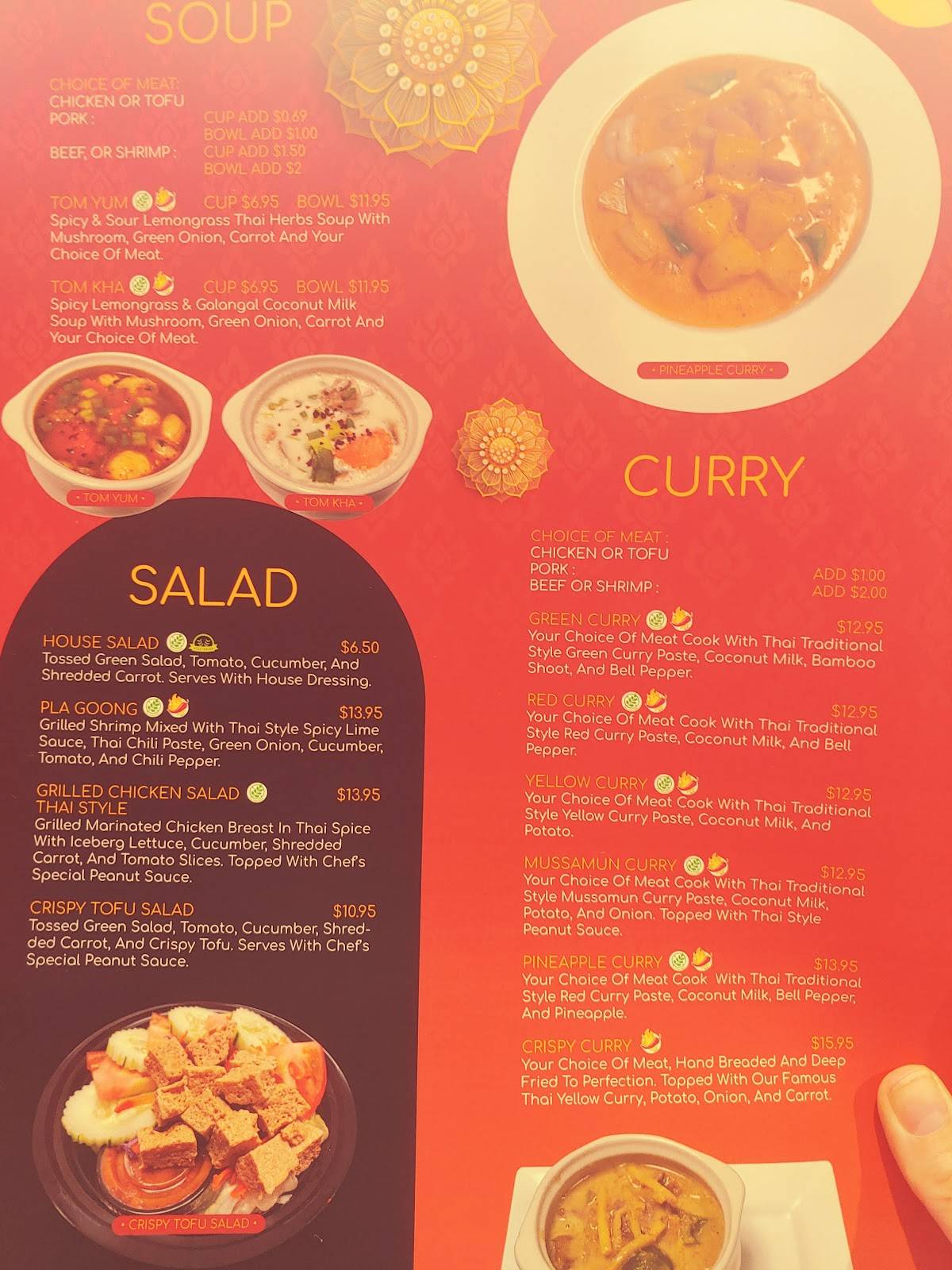 Menu at Thai D'Lish restaurant, Quincy
