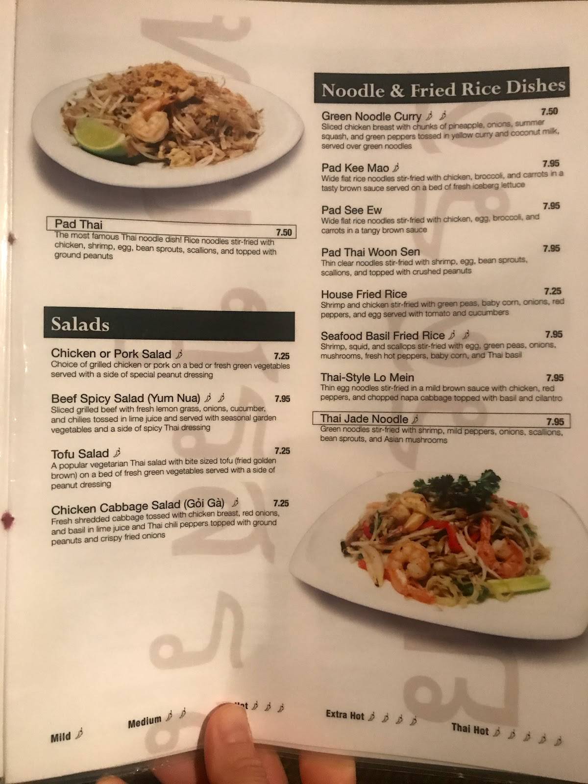Menu at Thai Spice restaurant, Westlake