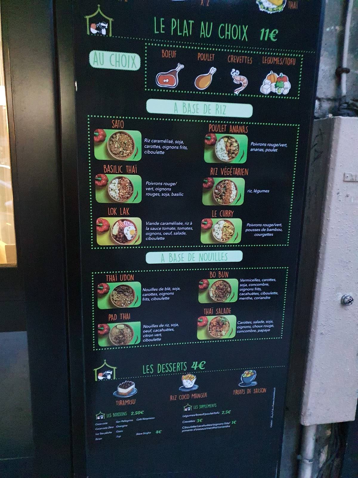 Menu au Thaï Wok House restaurant, Paris