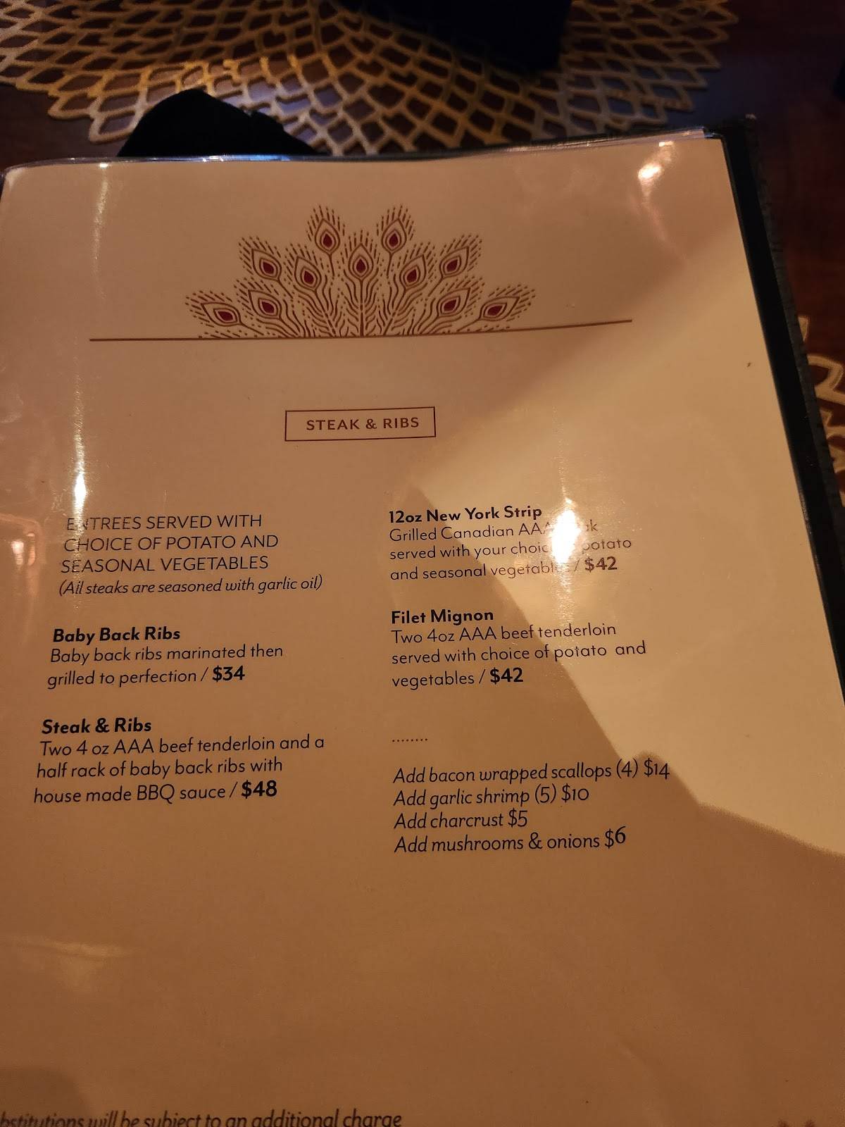 Menu at Thandi restaurant, Saint John