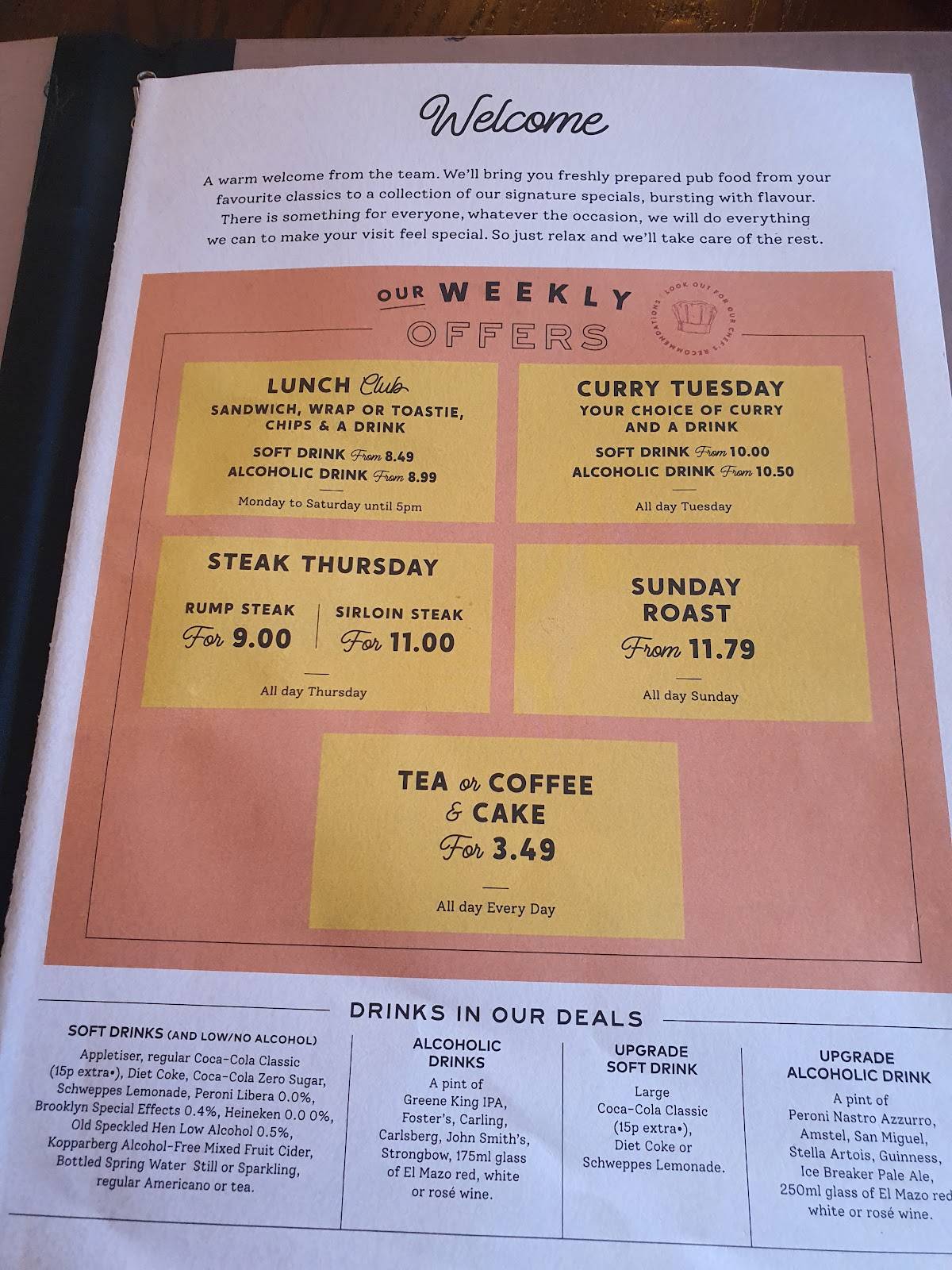 Menu at The Acorn pub & bar, Bicester