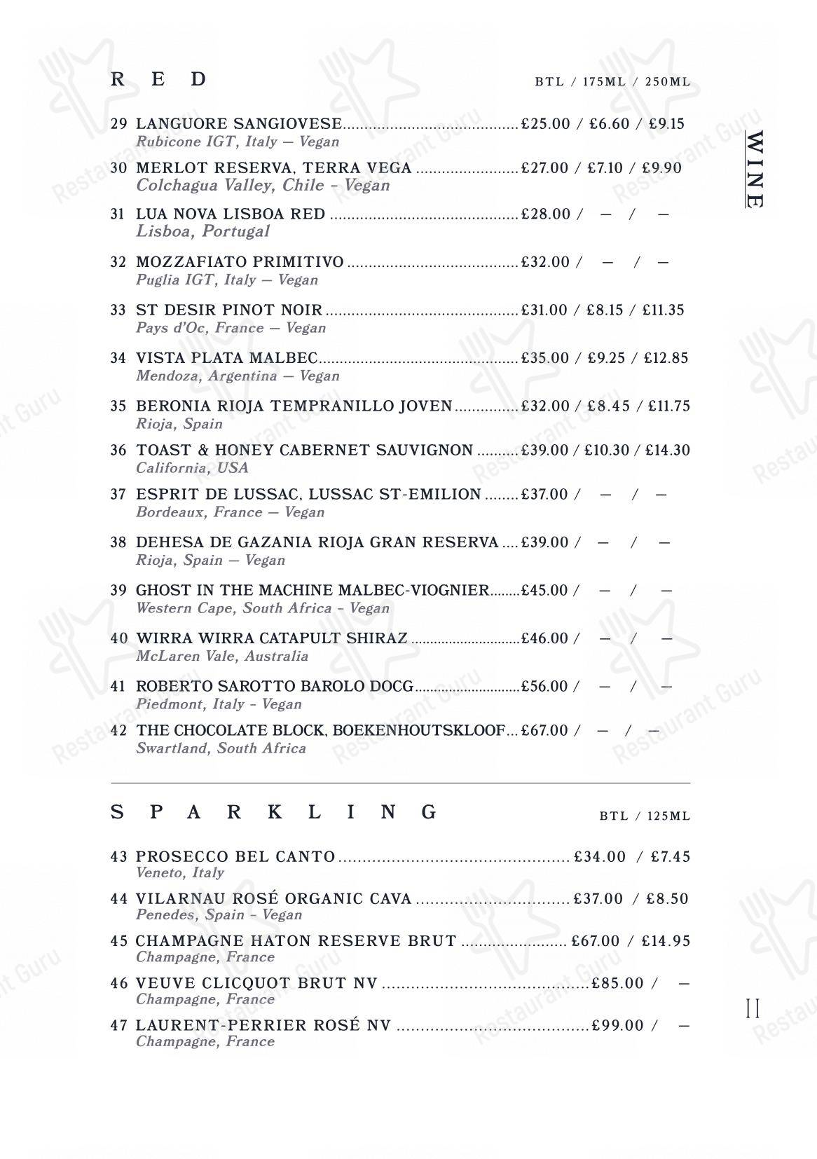 Menu at The Albyn restaurant, Aberdeen