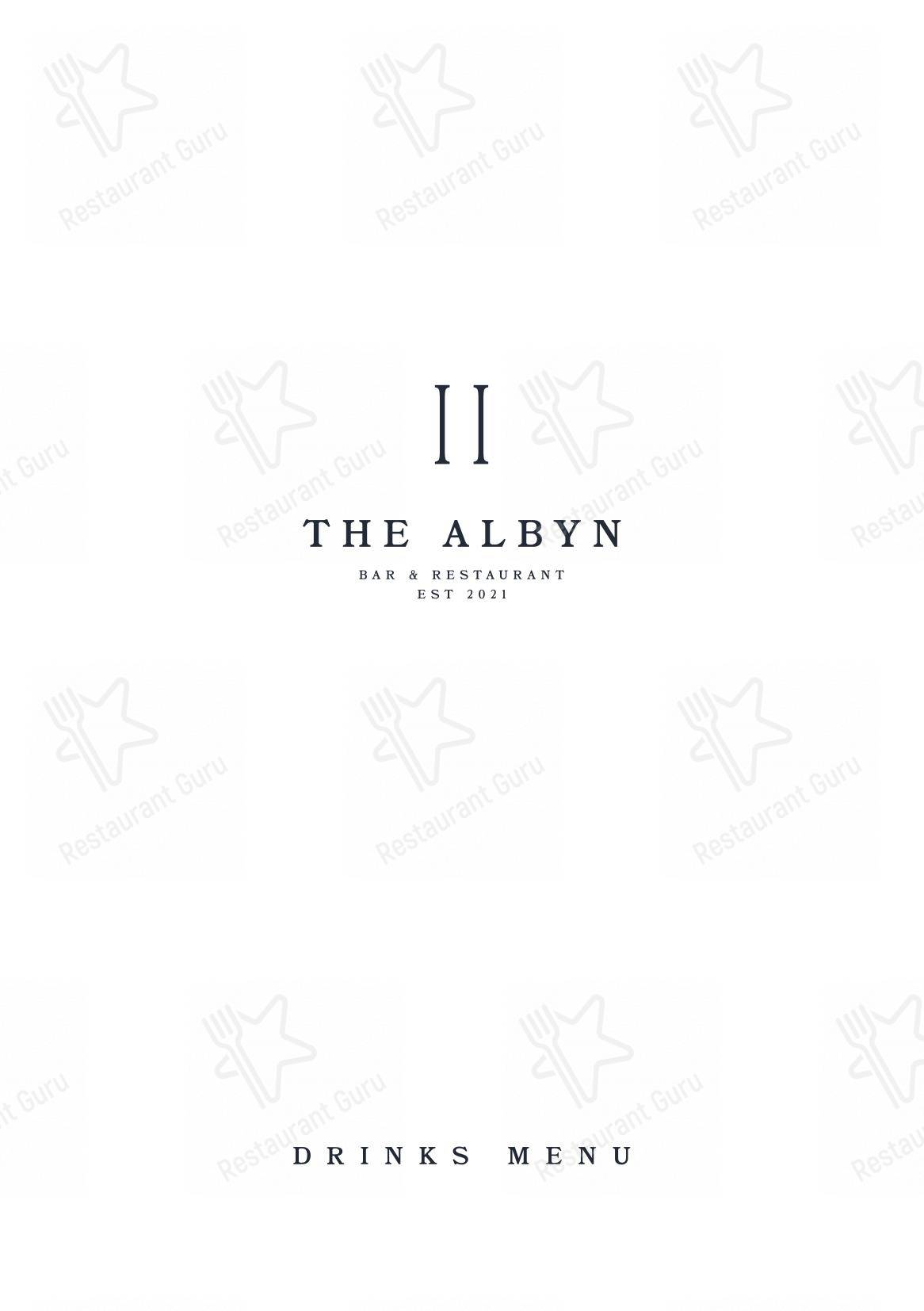 Menu at The Albyn restaurant, Aberdeen