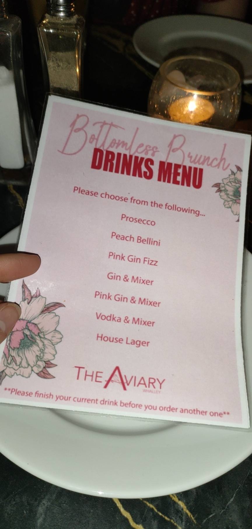 Menu at The Aviary, Whalley pub & bar, Barrow