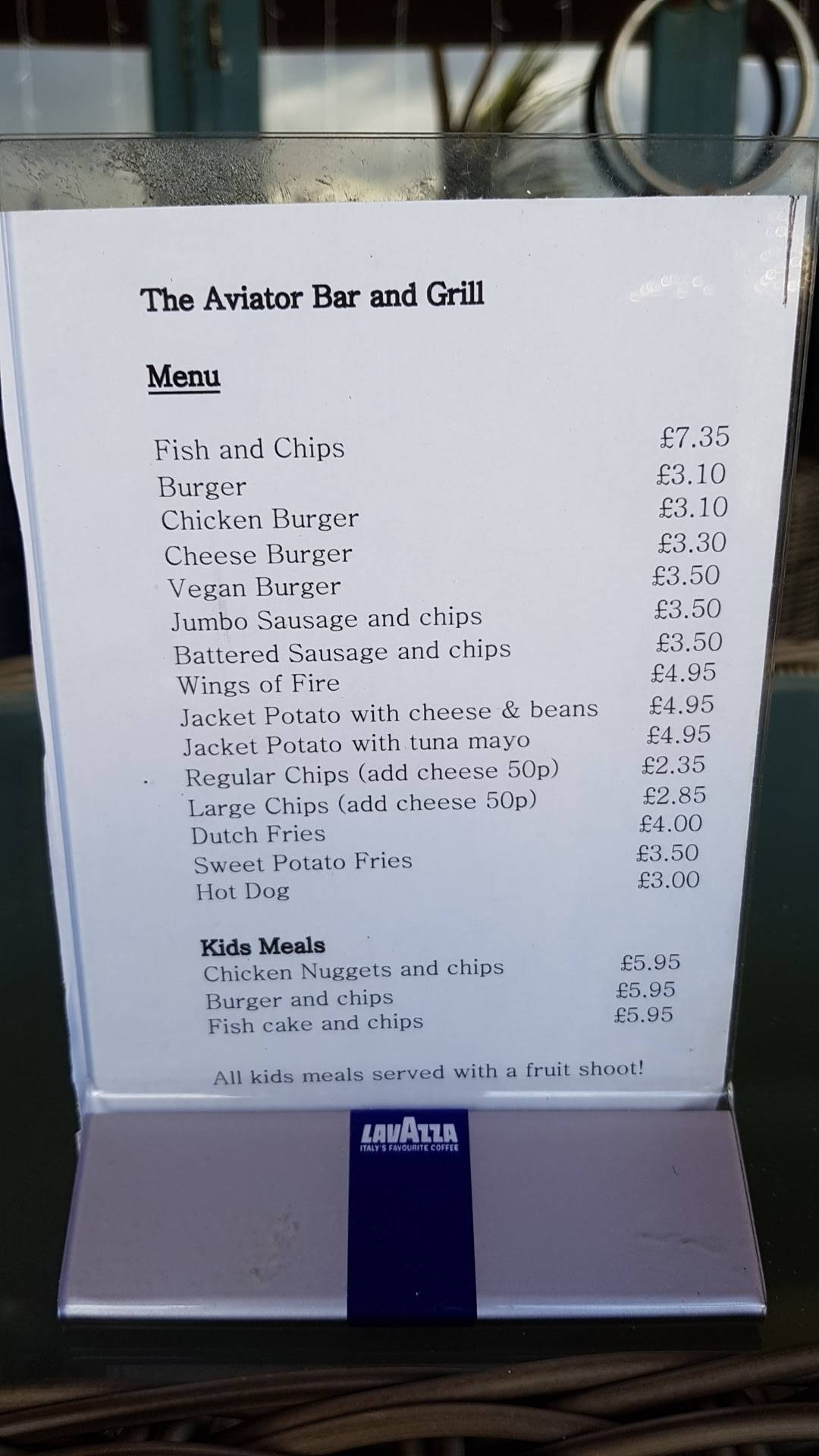 Menu at The Aviator Bar and Grill, Bognor Regis