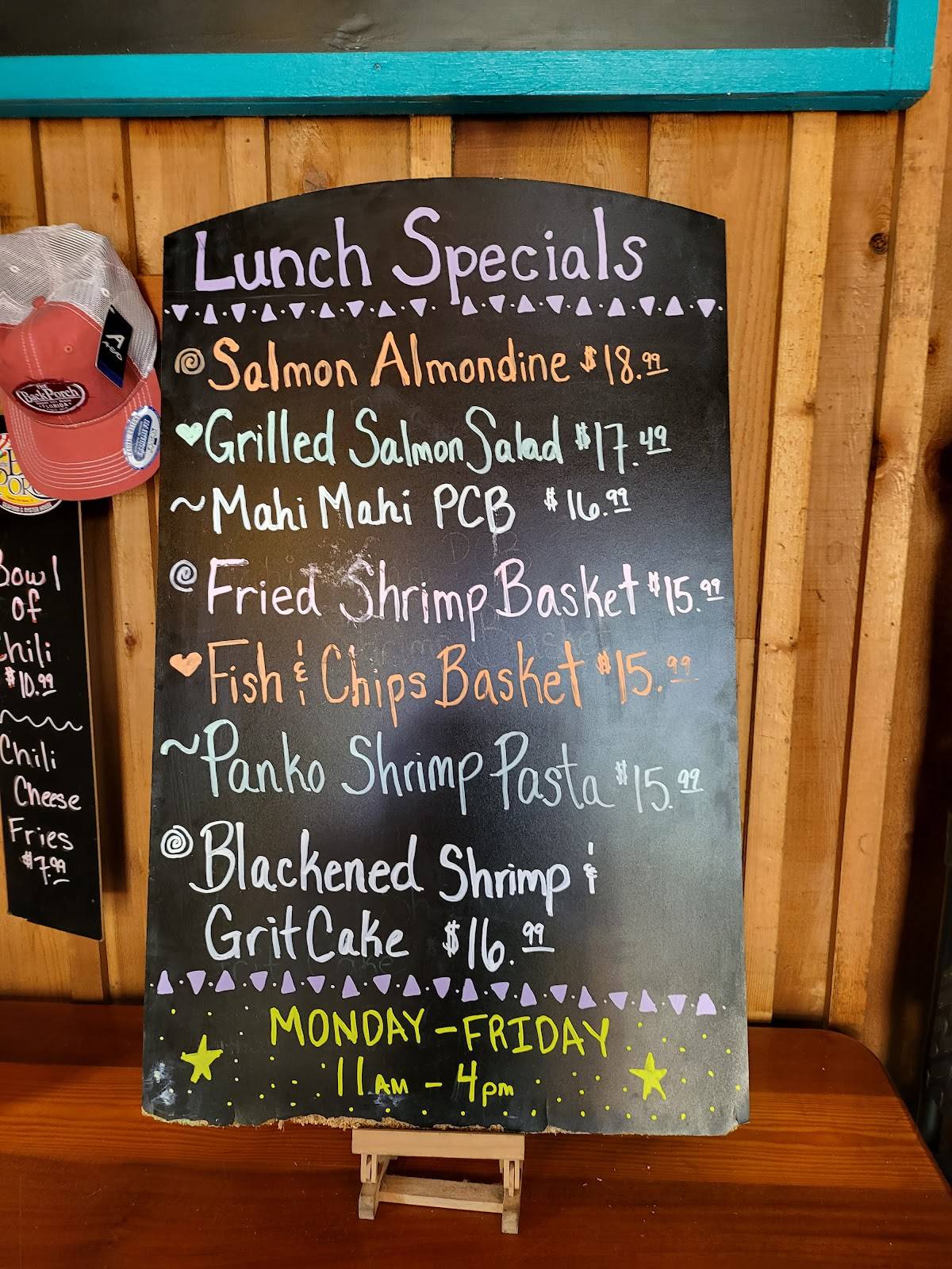 Menu at The Back Porch Seafood & Oyster House restaurant, Panama City ...