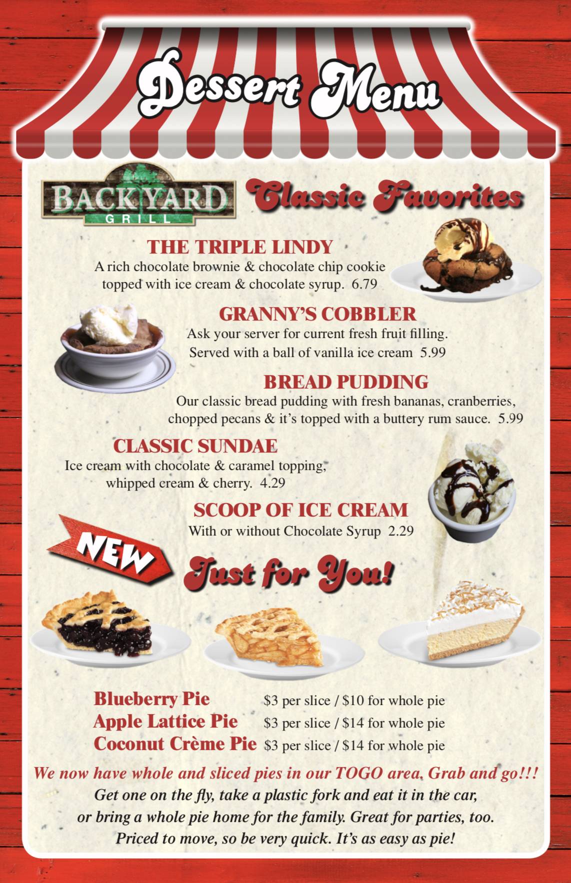 Menu at The Backyard Grill restaurant, Houston, Jones Rd