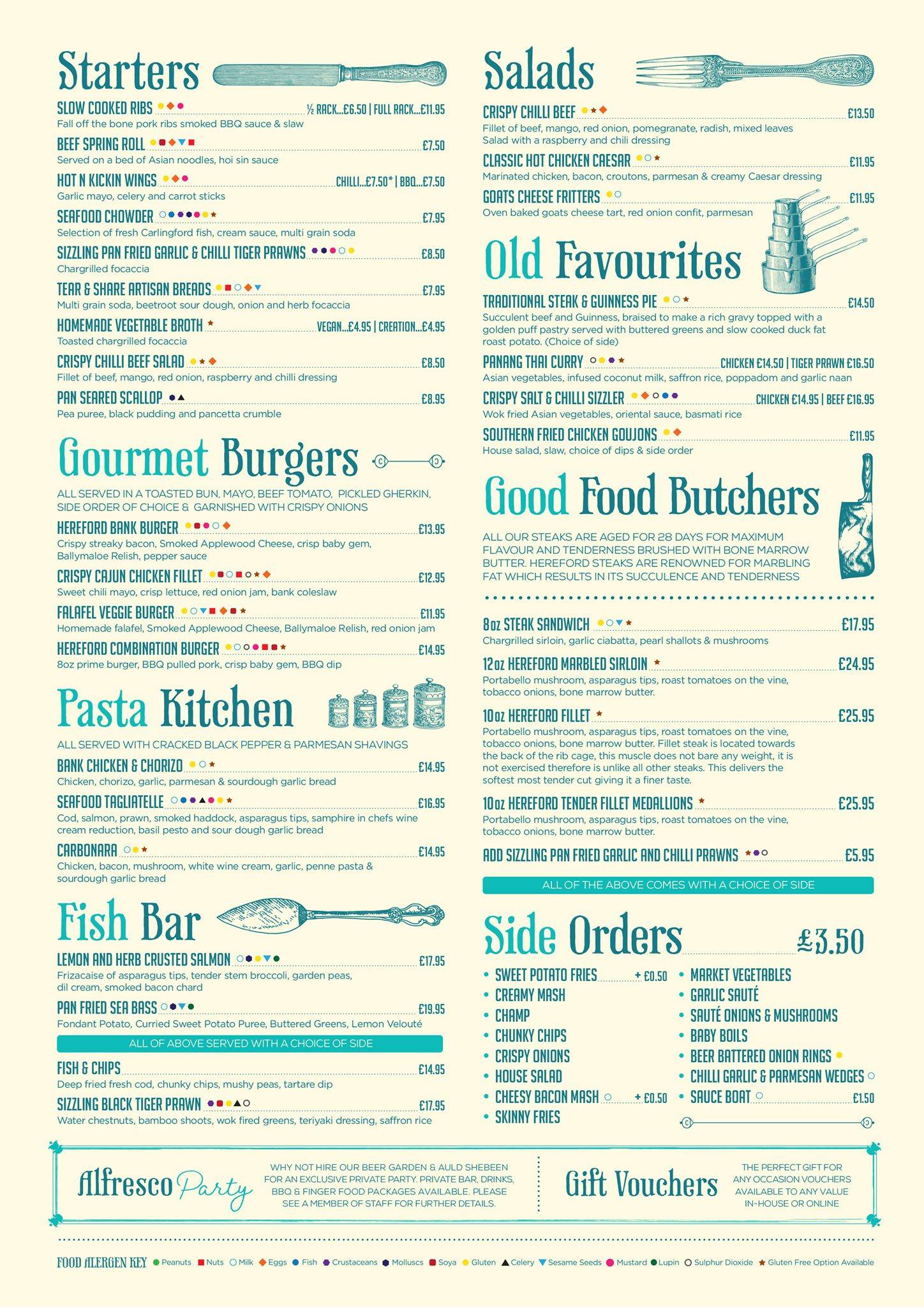 Menu at The Bank Newry club, Newry