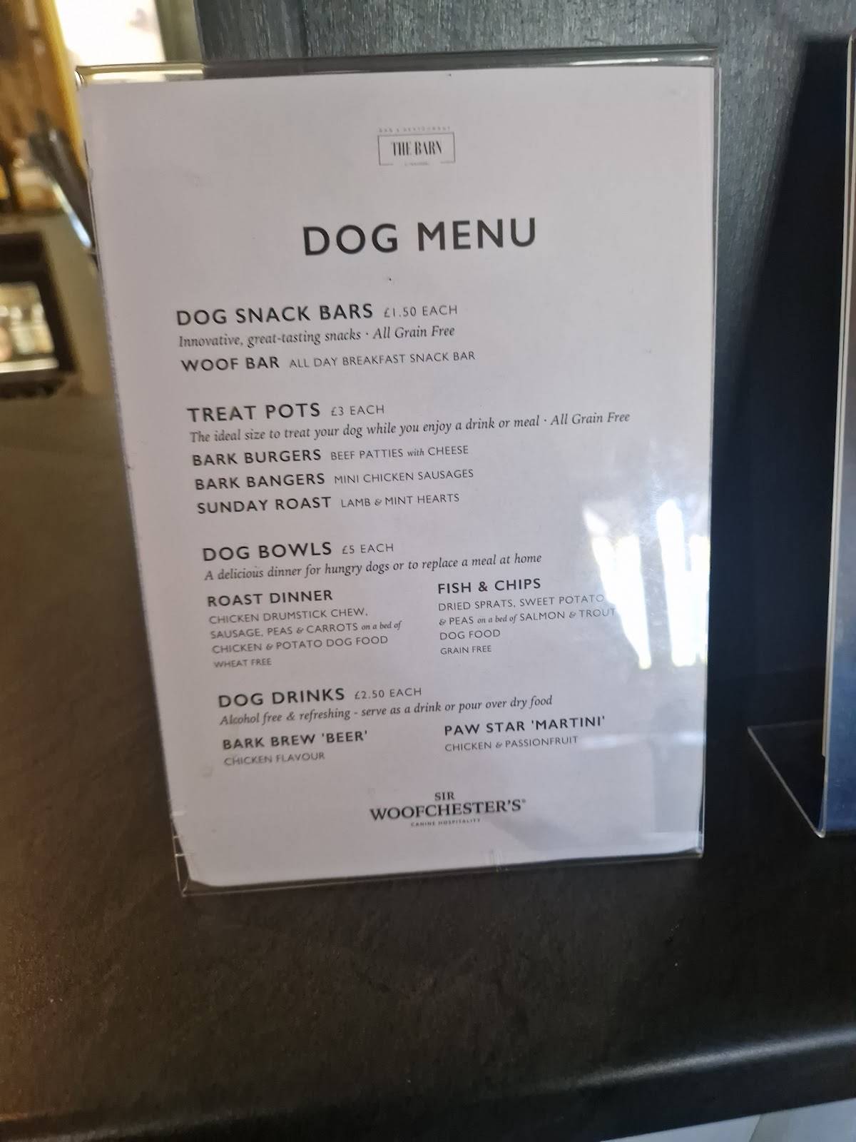 Menu at The Barn at Pengarreg, Llanrhystud, A487