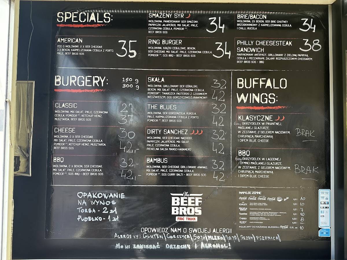 Menu at The Beef Bros. FT restaurant, Raciborz