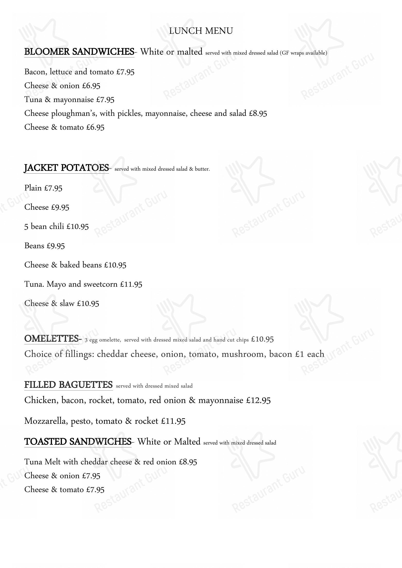 Menu at The Beehive pub & bar, London, The Beehive