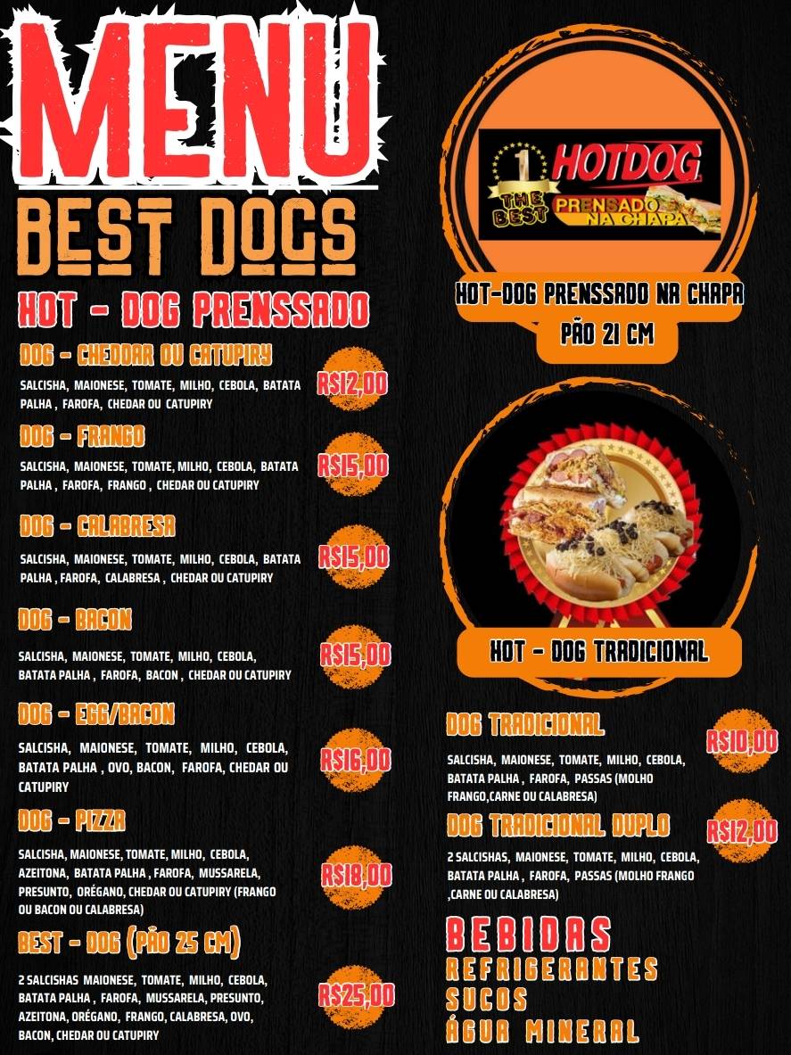 Menu at The Best Hot Dog na Chapa restaurant, Contagem