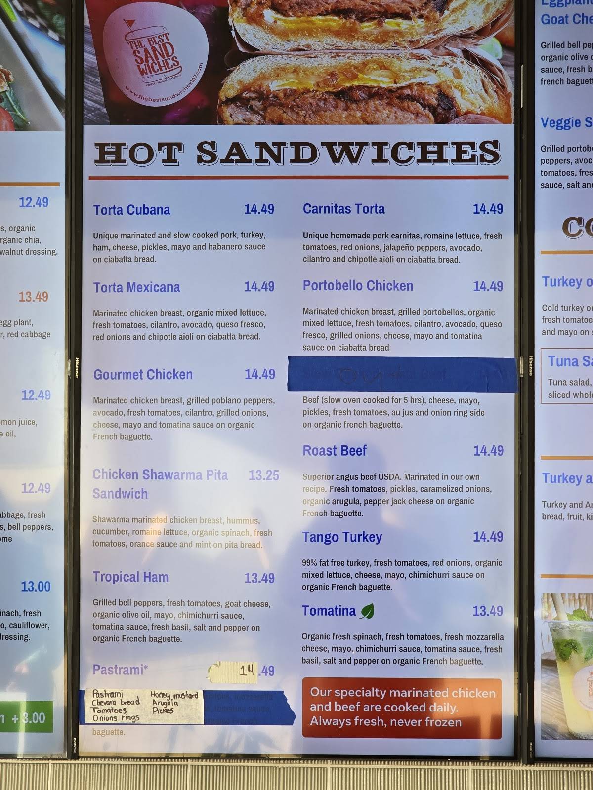 Menu at The Best Sandwiches, San Jose