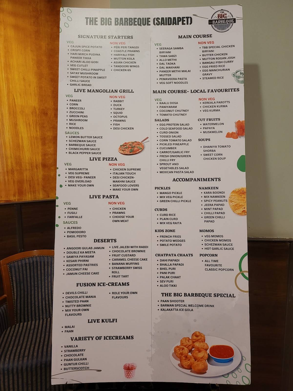 Menu at The Big Barbeque - Buffet - Chennai - Saidapet - Little Mount ...