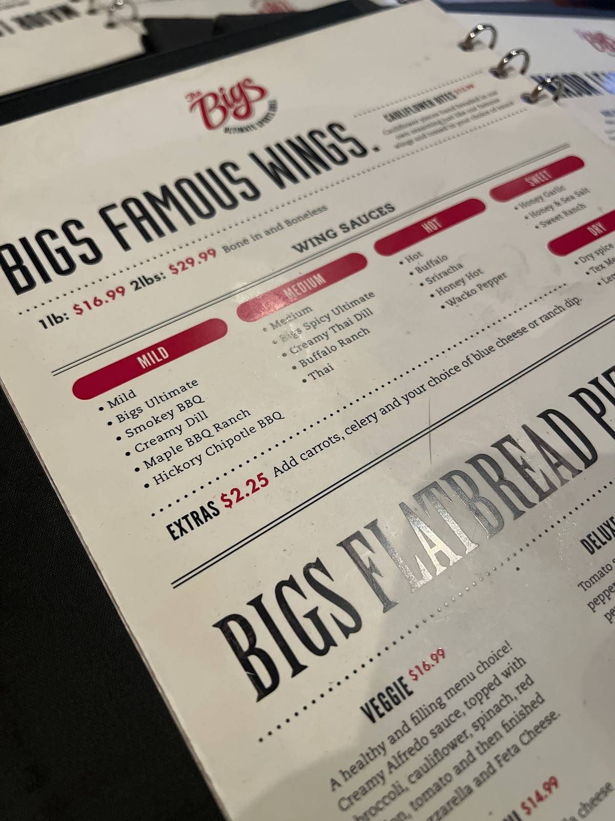 Menu at The Bigs Ultimate Sports Grill pub & bar, St. John's, 290 ...