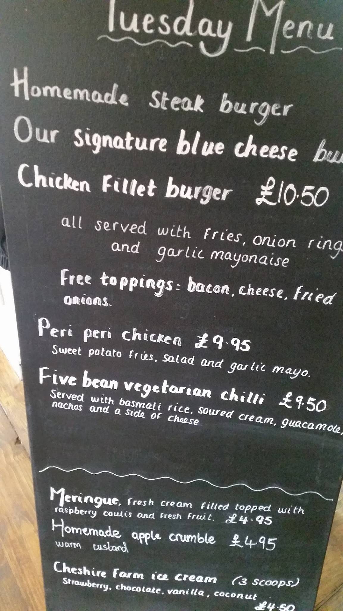 Menu at The Bird In Hand pub & bar, Chester