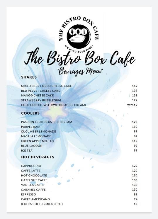 Menu at The Bistro Box Cafe, Shimla