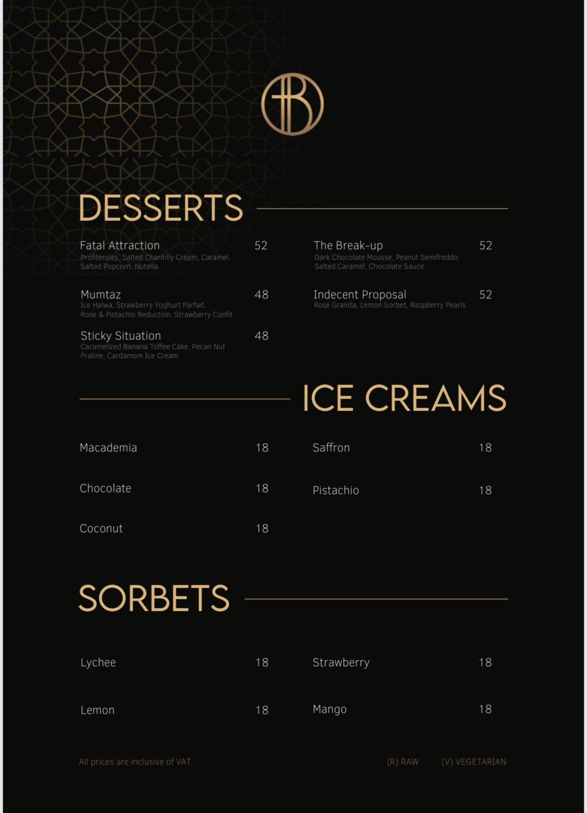 Menu at The Bollywood Bronx restaurant, Abu Dhabi