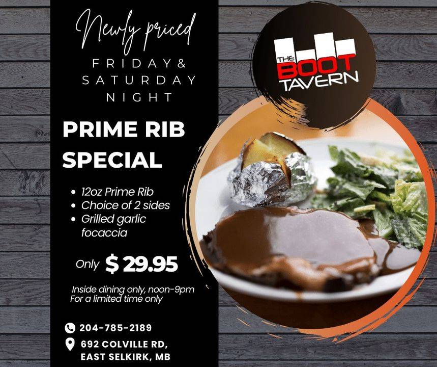 Menu at The Boot Tavern pub & bar, East Selkirk