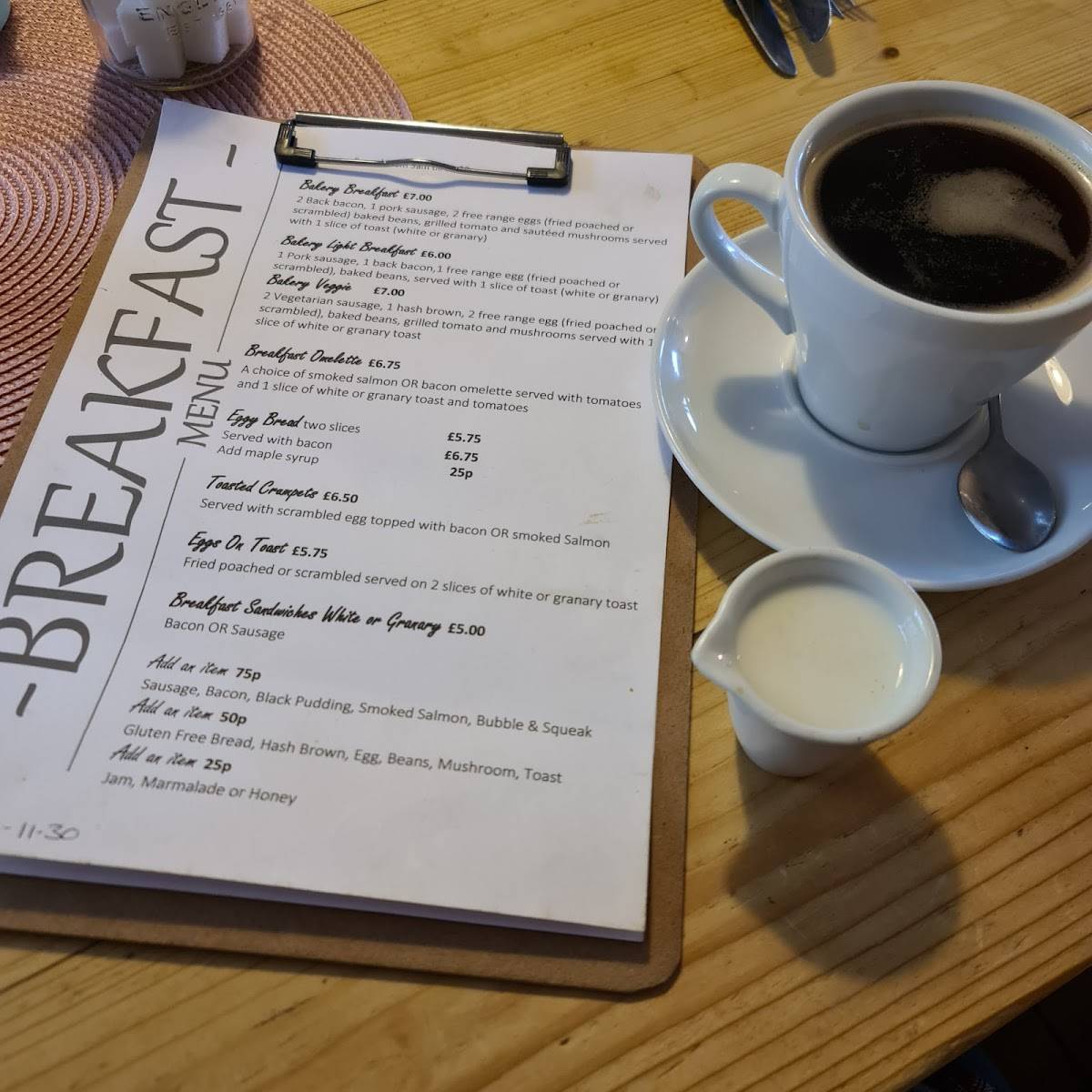 Menu at The Braxted Bakery, Witham
