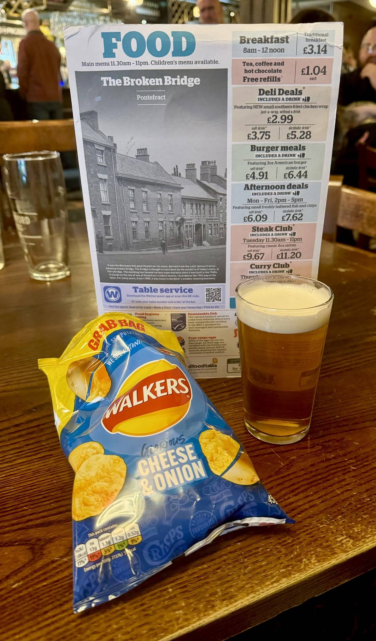 Menu at The Broken Bridge pub & bar, Pontefract
