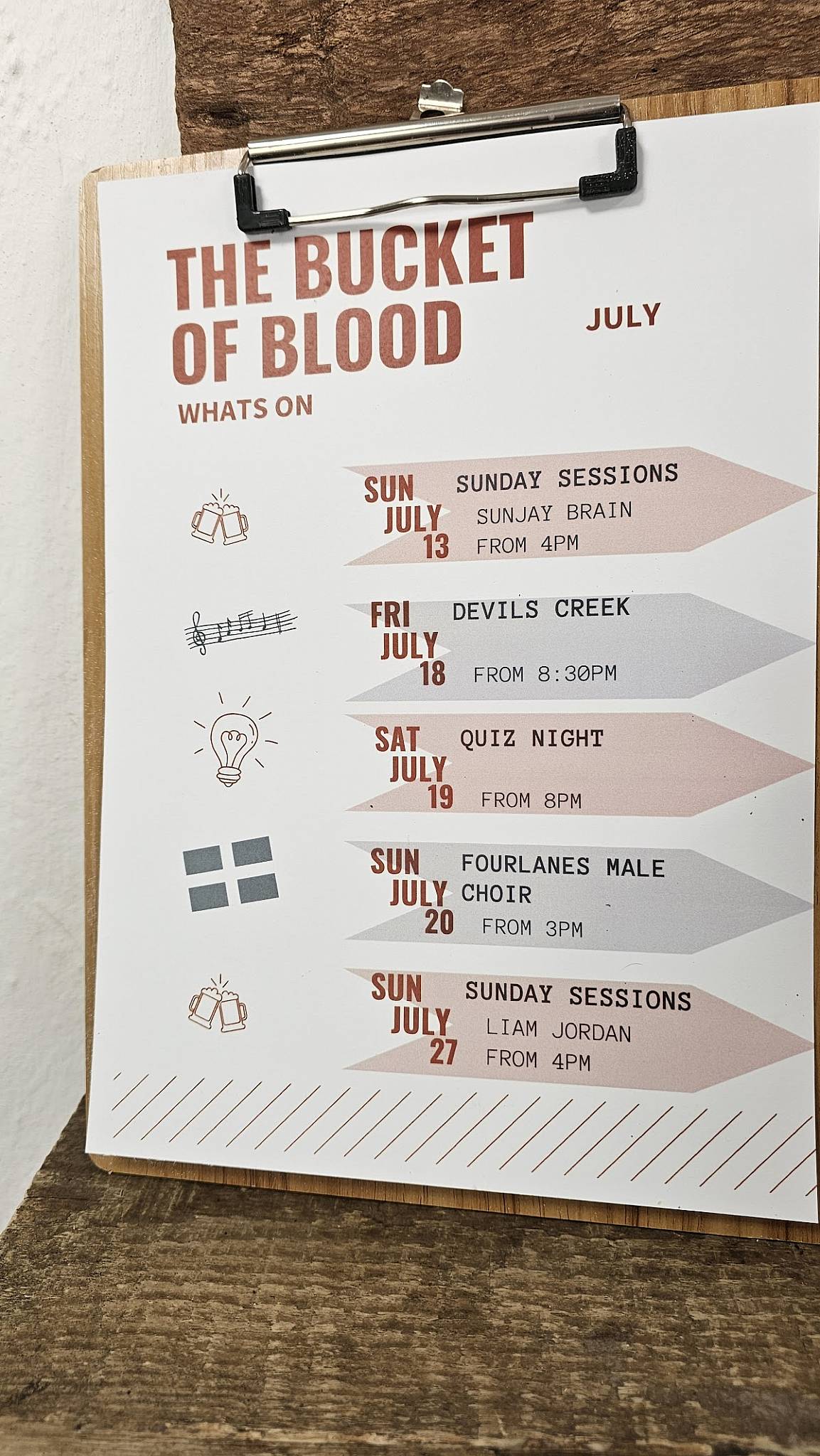 Menu at The Bucket of Blood pub & bar, Hayle
