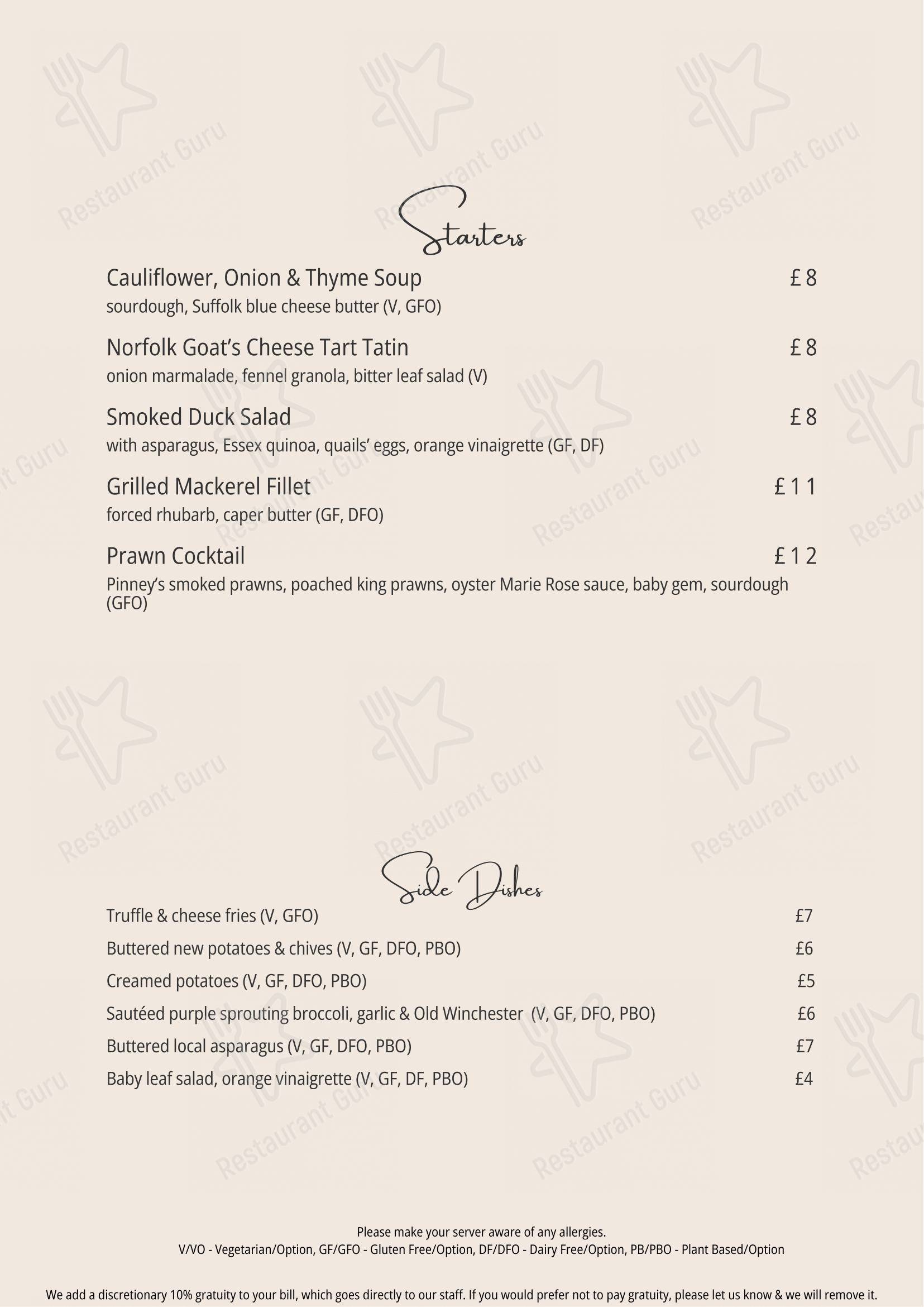 Menu at The Bull Inn pub & bar, Woodbridge