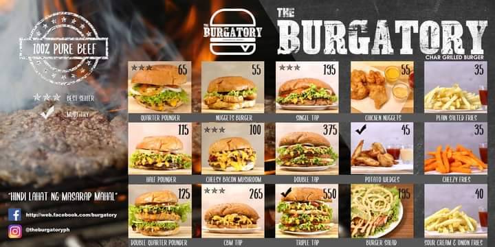 Menu at The Burgatory Main restaurant, Quezon City, 4 Rockville Ave