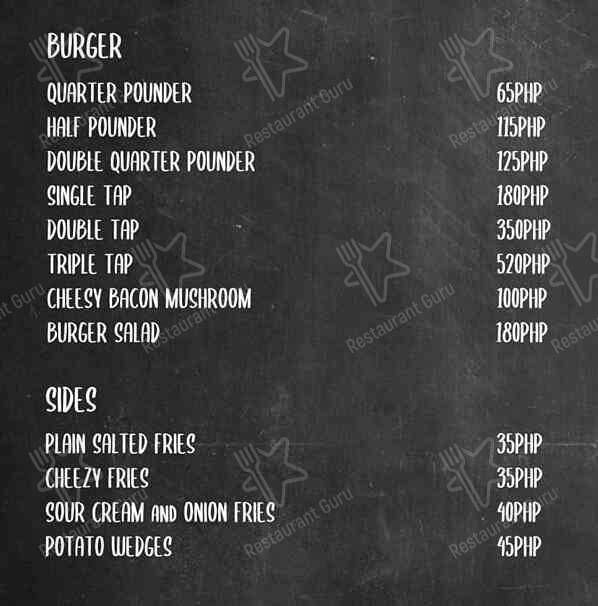 Menu at The Burgatory Main restaurant, Quezon City, 4 Rockville Ave