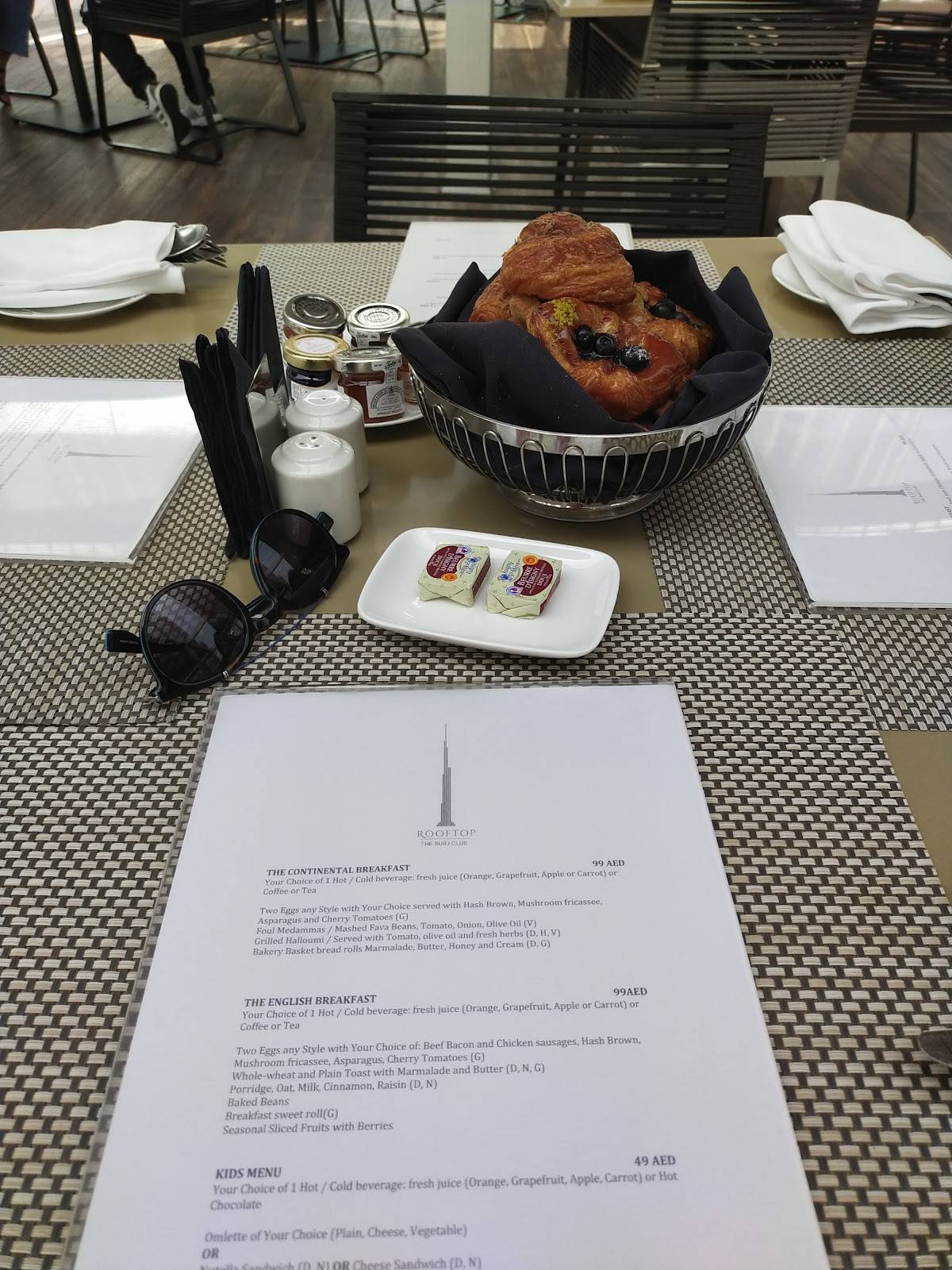 Menu at The Burj Club, Dubai