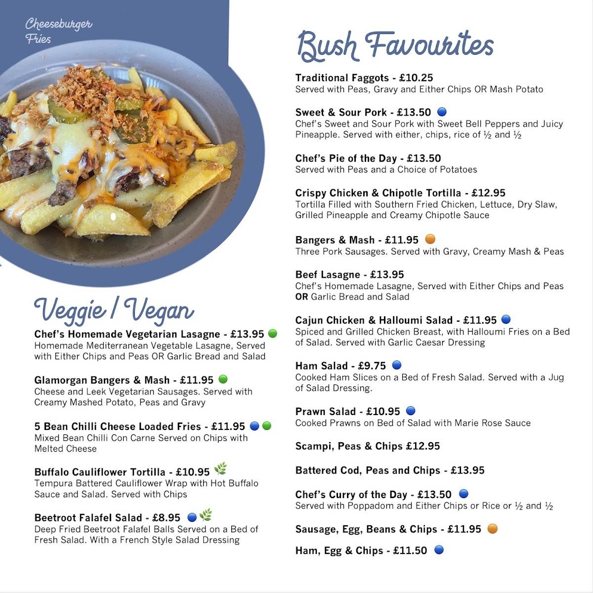 Menu at The Bush Inn pub & bar, Robeston Wathen, B4314