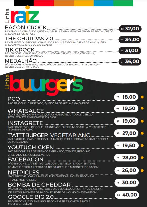 Menu at The Buurger restaurant, São Paulo, Av. Pres. João Goulart