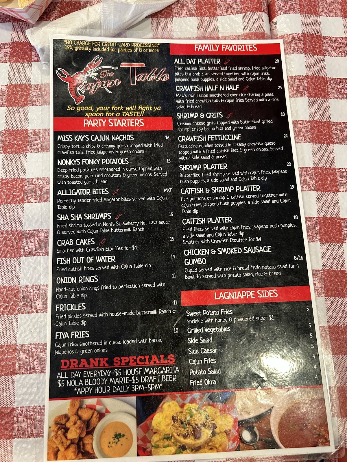 Menu at The Cajun Table restaurant, Lafayette, Ambassador Caffery Pkwy ...