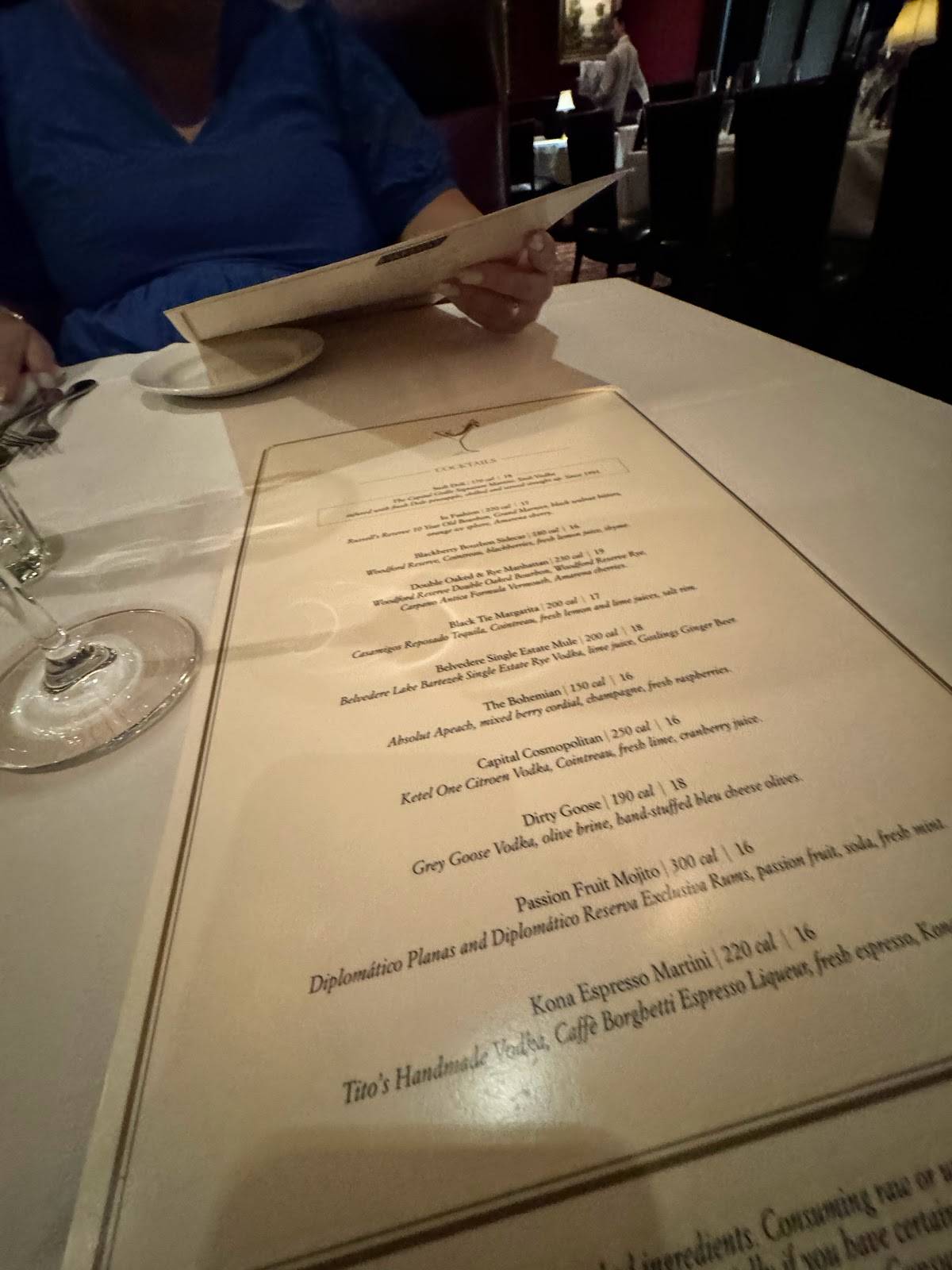 Menu at The Capital Grille pub & bar, Boca Raton