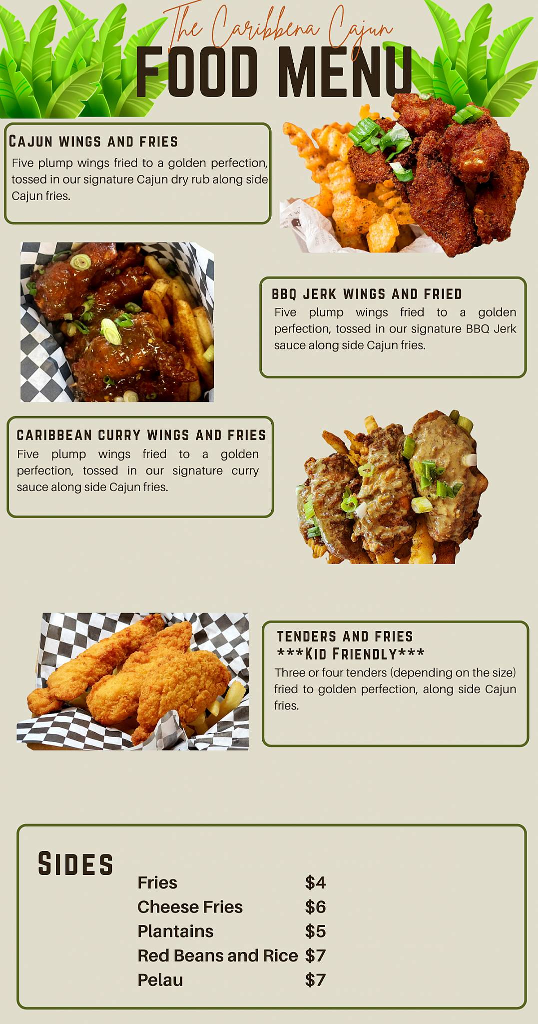 Menu at The Caribbean Cajun restaurant, Farmers Branch