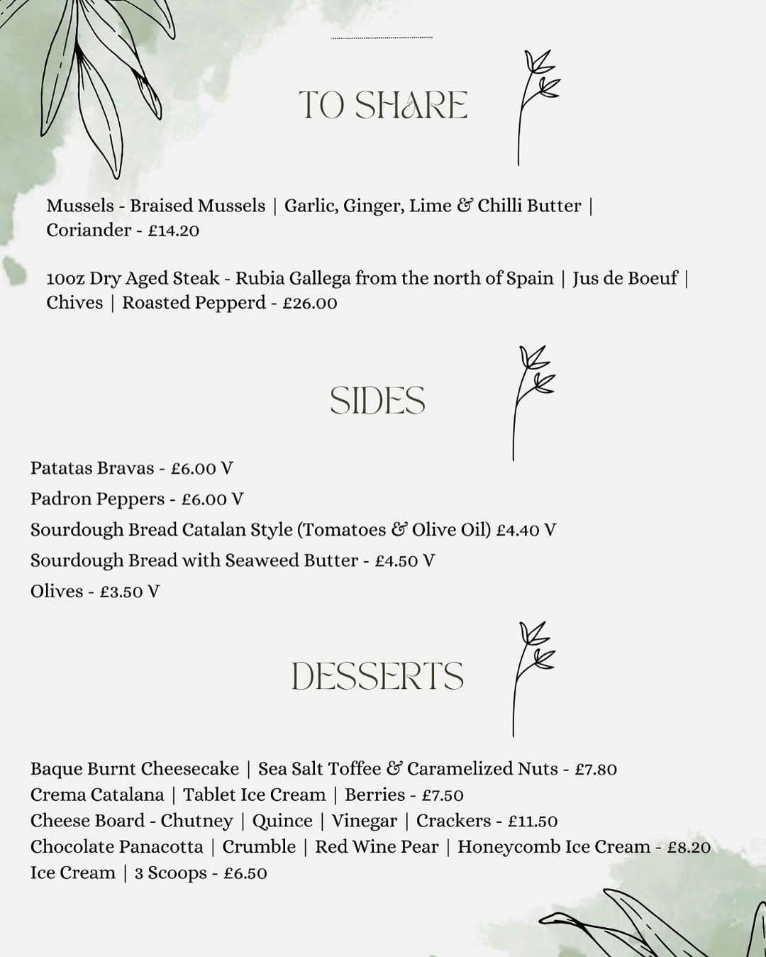 Menu at The Cellar at 24 restaurant, Anstruther