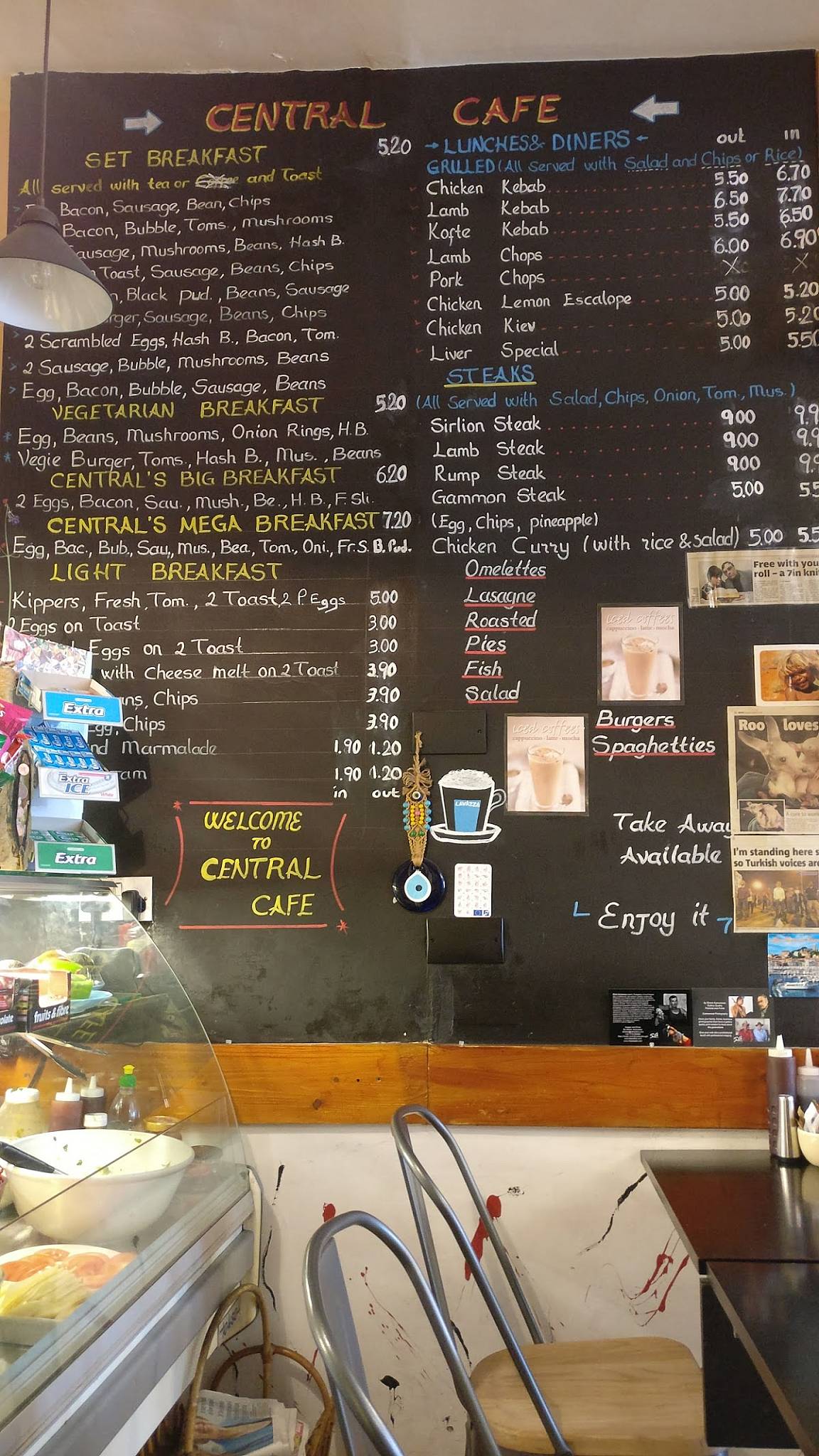 Menu at The Central Cafe, London, 113 Old St