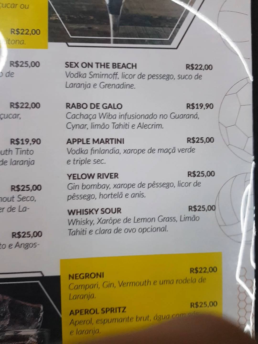 Menu at The Champions Sports Bar, Jundiaí