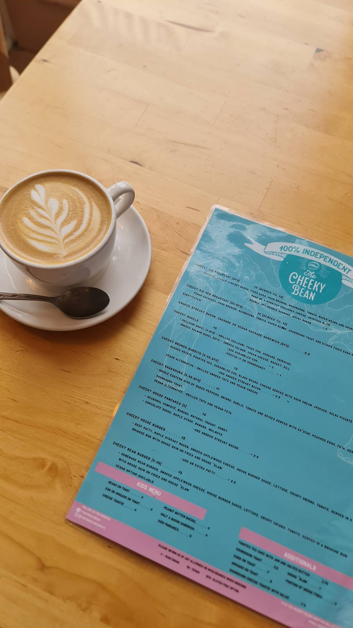 Menu at The Cheeky Bean cafe, Shepton Mallet