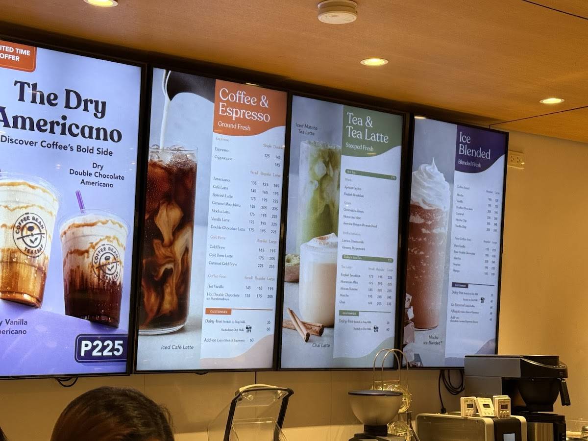 Menu at The Coffee Bean & Tea Leaf (Acacia Town Center), Taguig